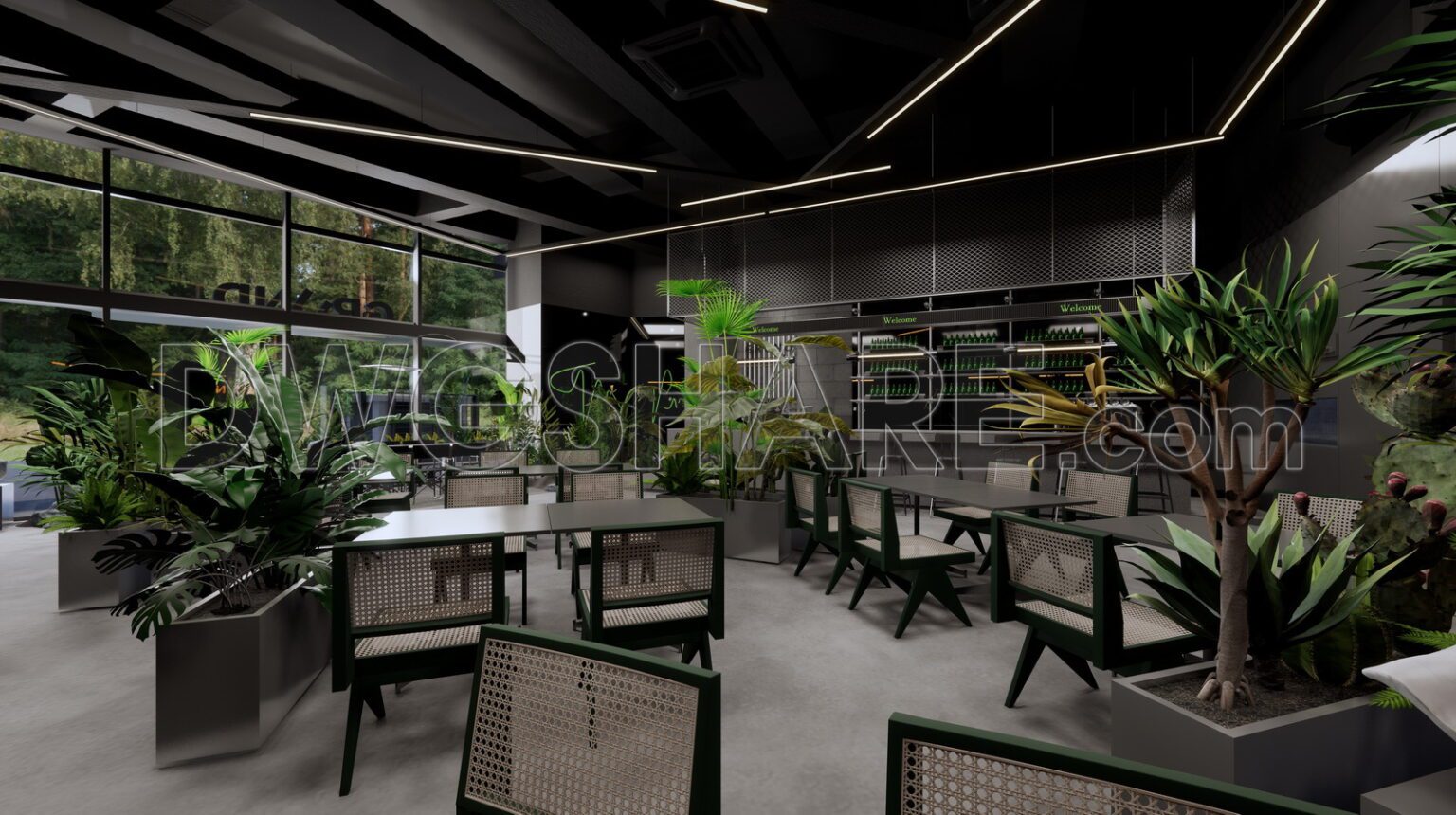 Detailed CAD drawings for the design and construction of coffee shop