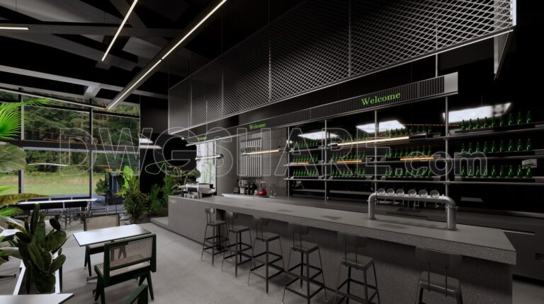 Detailed CAD drawings for the design and construction of coffee shop