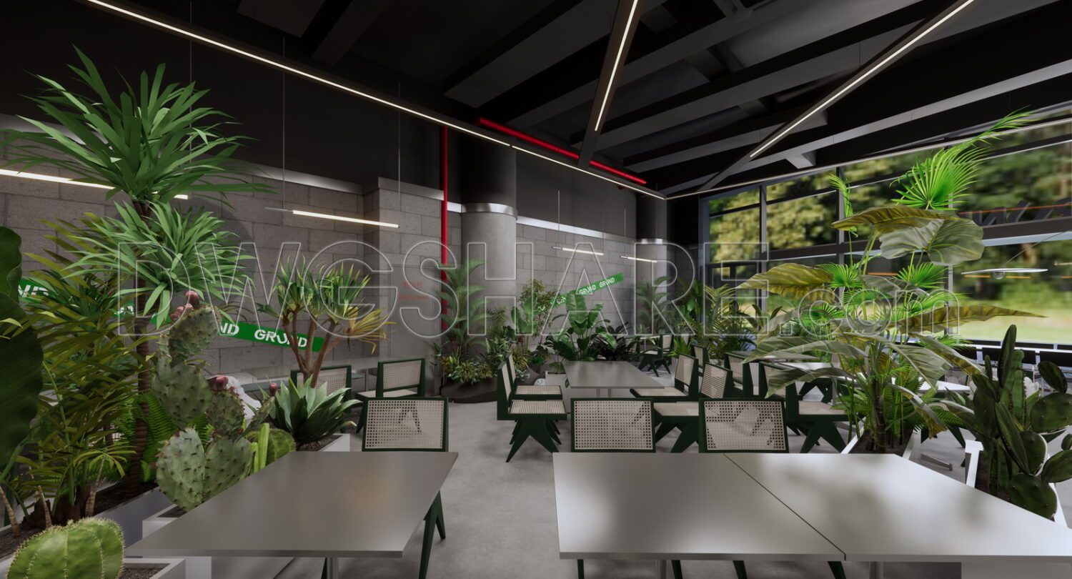 Detailed CAD drawings for the design and construction of coffee shop