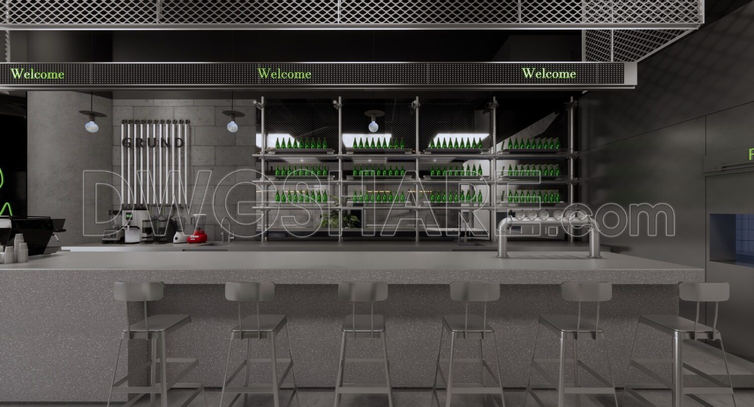 Detailed CAD drawings for the design and construction of coffee shop