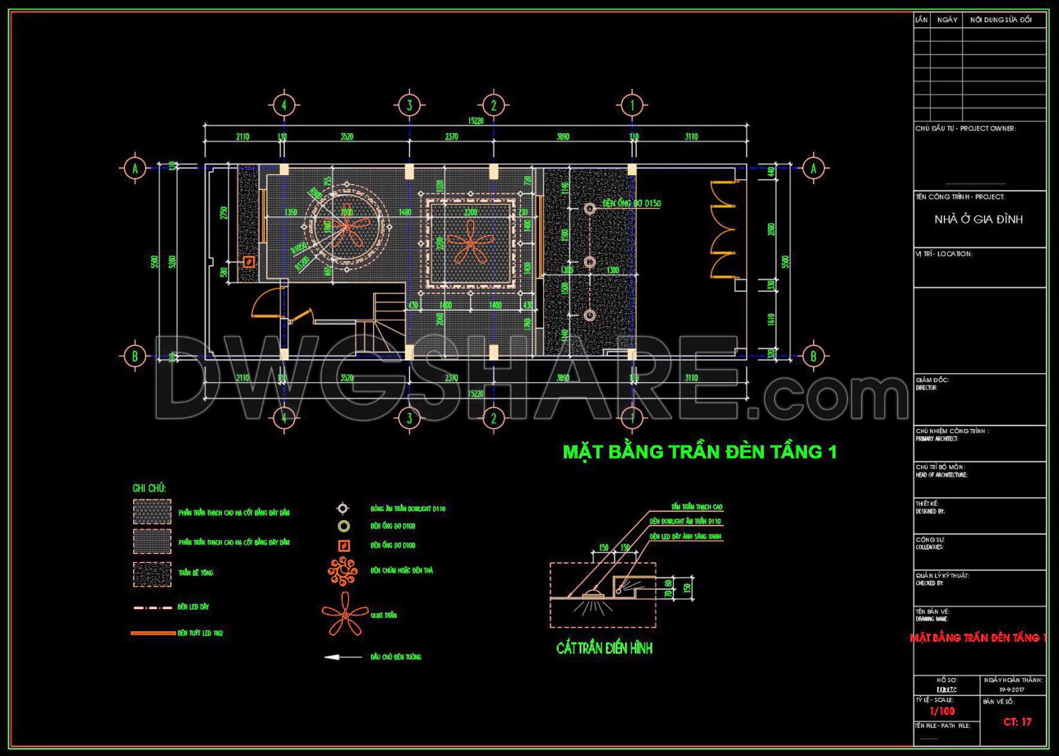 105. Detailed CAD drawings for the ceiling layout design of a 3-story ...