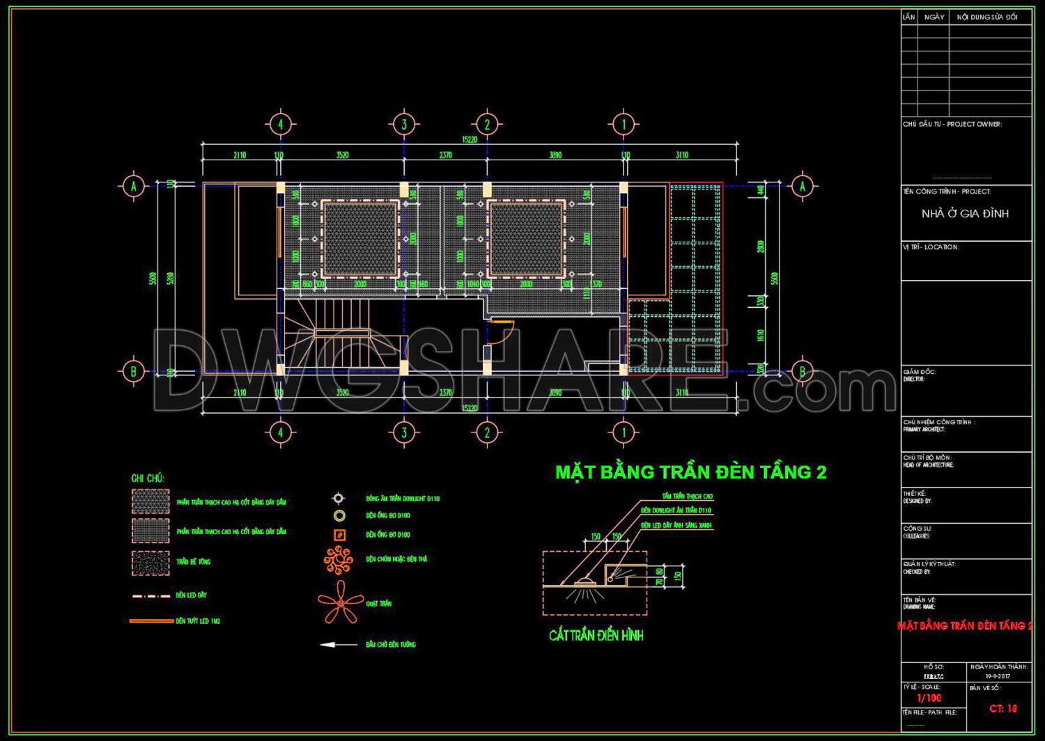 105. Detailed CAD drawings for the ceiling layout design of a 3-story ...