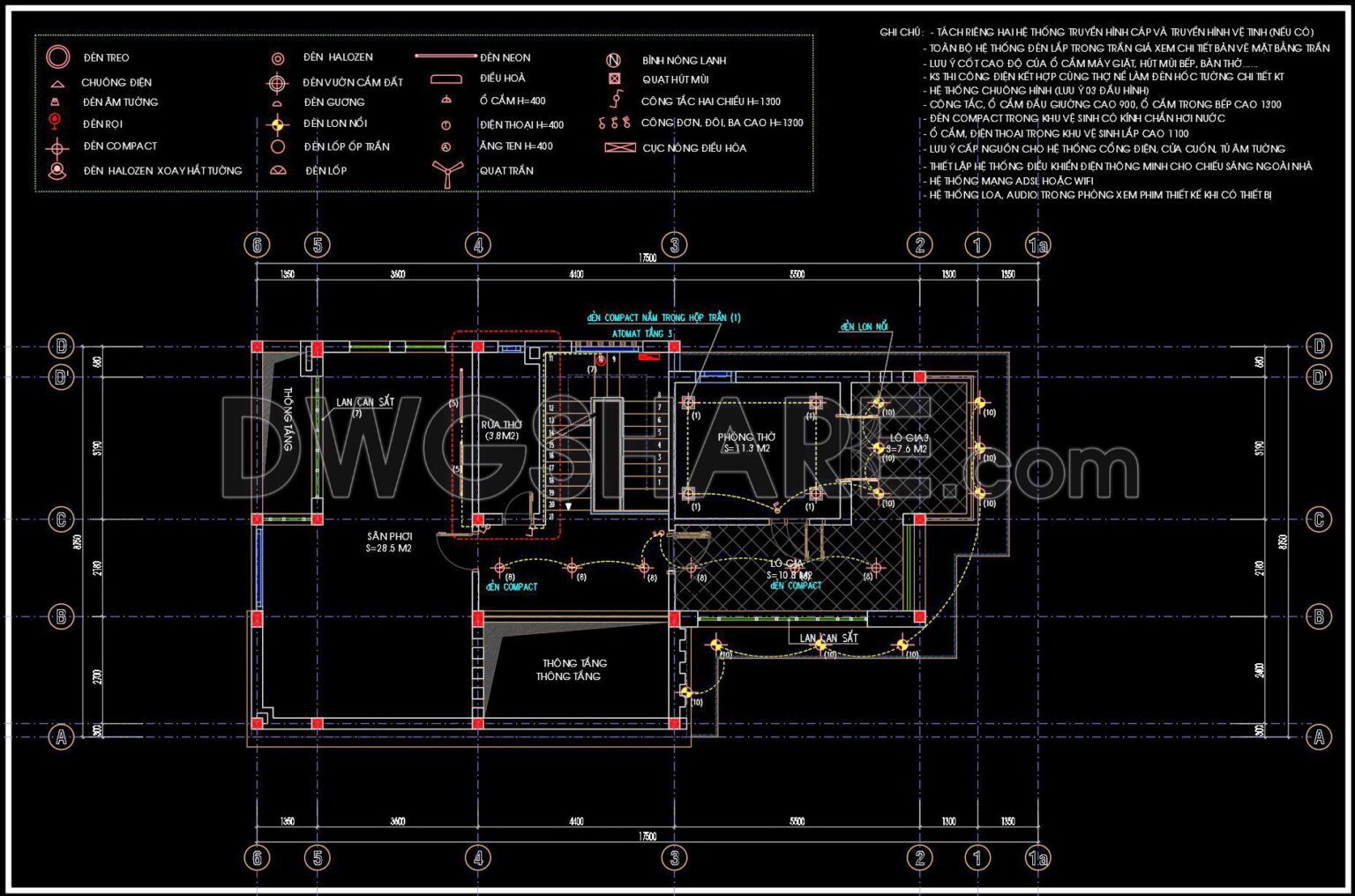 108. Detailed CAD drawings for the ceiling layout design of a 4-story ...