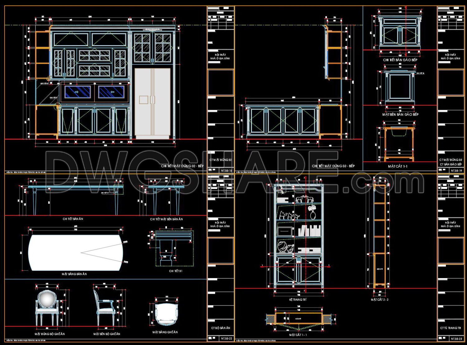 112. CAD technical drawings of kitchen cabinets for the house