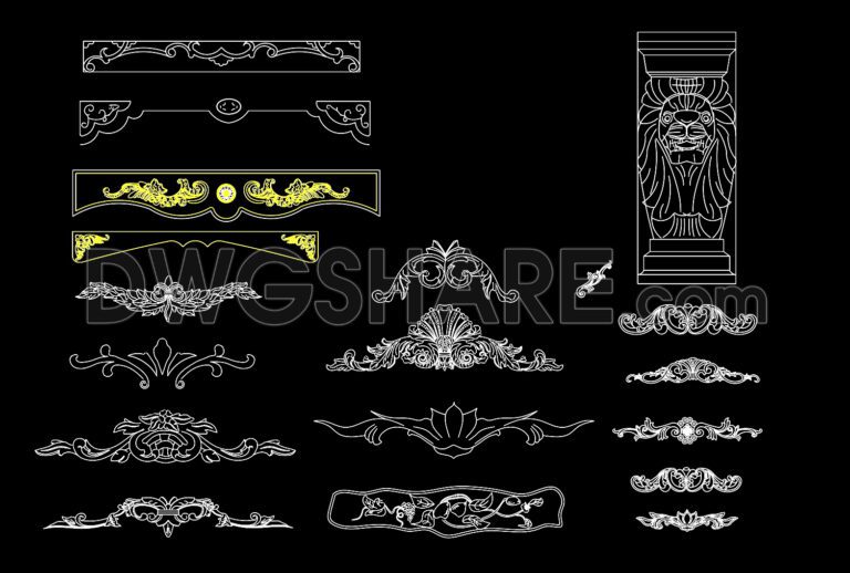 115. CAD drawings of classic molding details for kitchen cabinets download