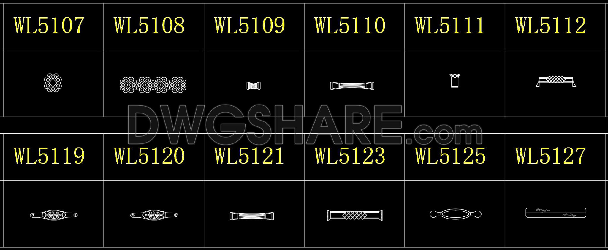 116. CAD drawings of various types of kitchen cabinet handles download