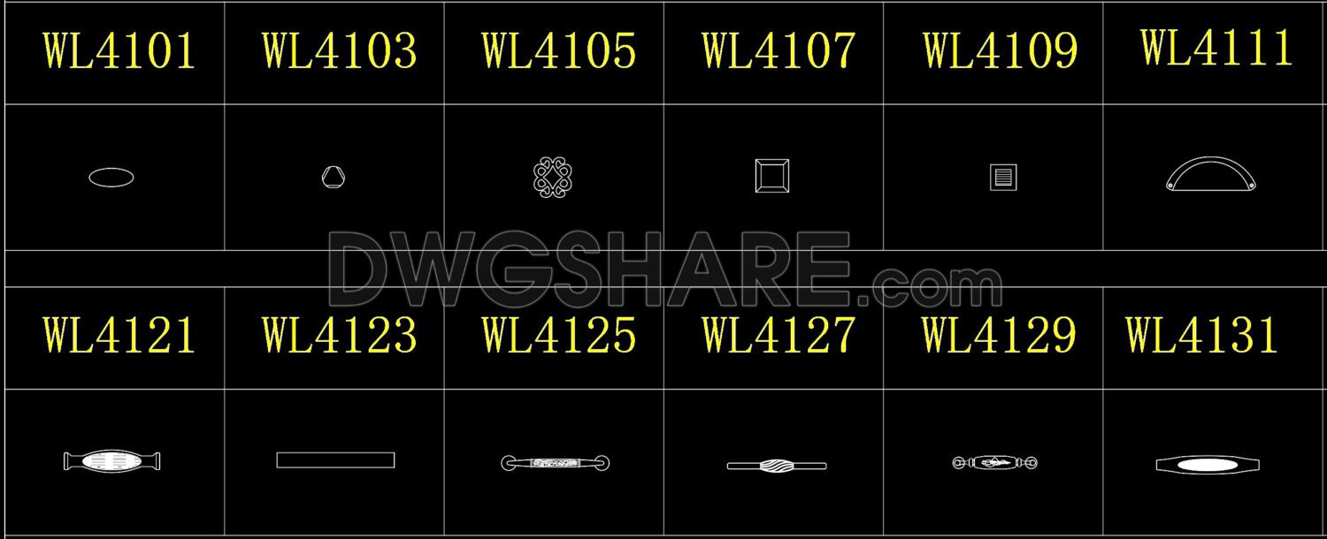 116. CAD drawings of various types of kitchen cabinet handles download