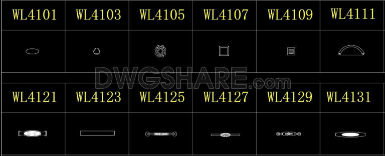 116. CAD drawings of various types of kitchen cabinet handles download