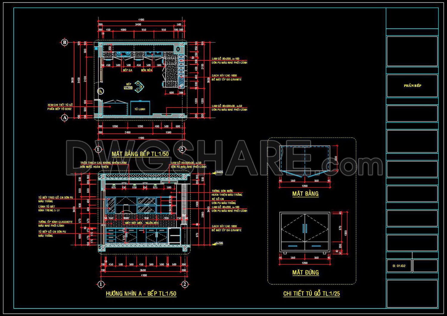 117. CAD technical drawings of kitchen cabinets for the house