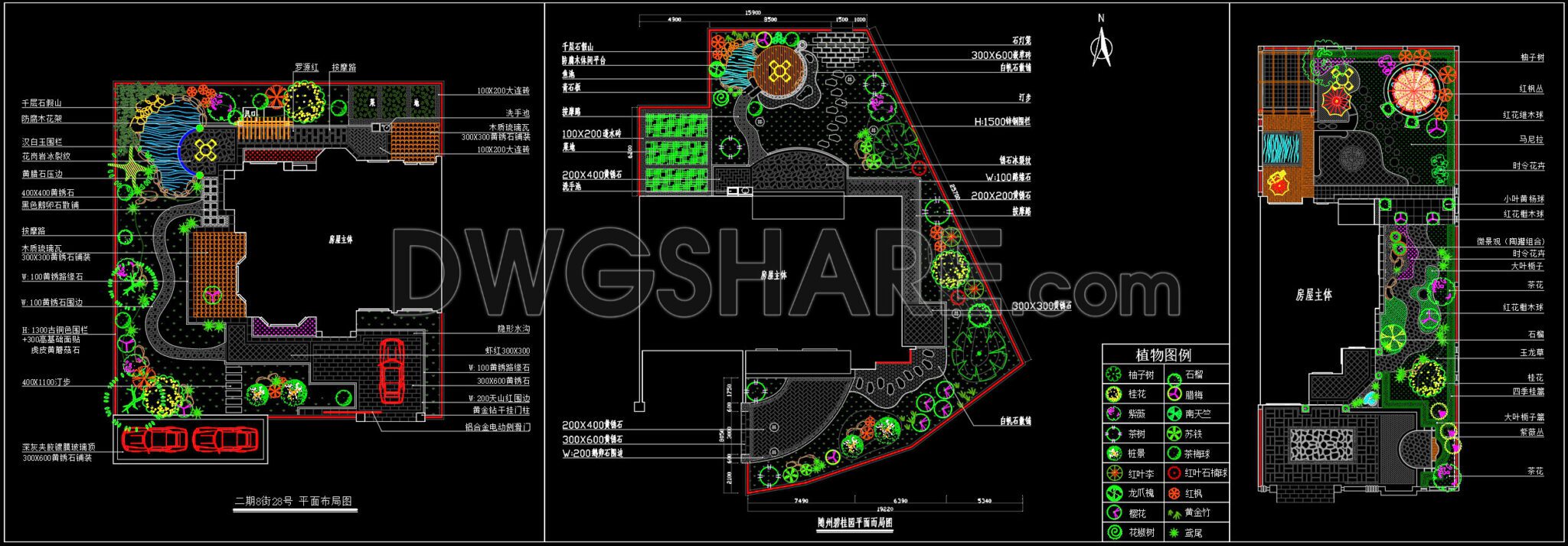 124. CAD Drawings of Landscape Design Plans for Villa Gardens