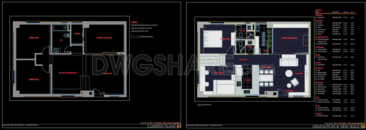 13. CAD design drawings for the construction of a 113 m2 apartment