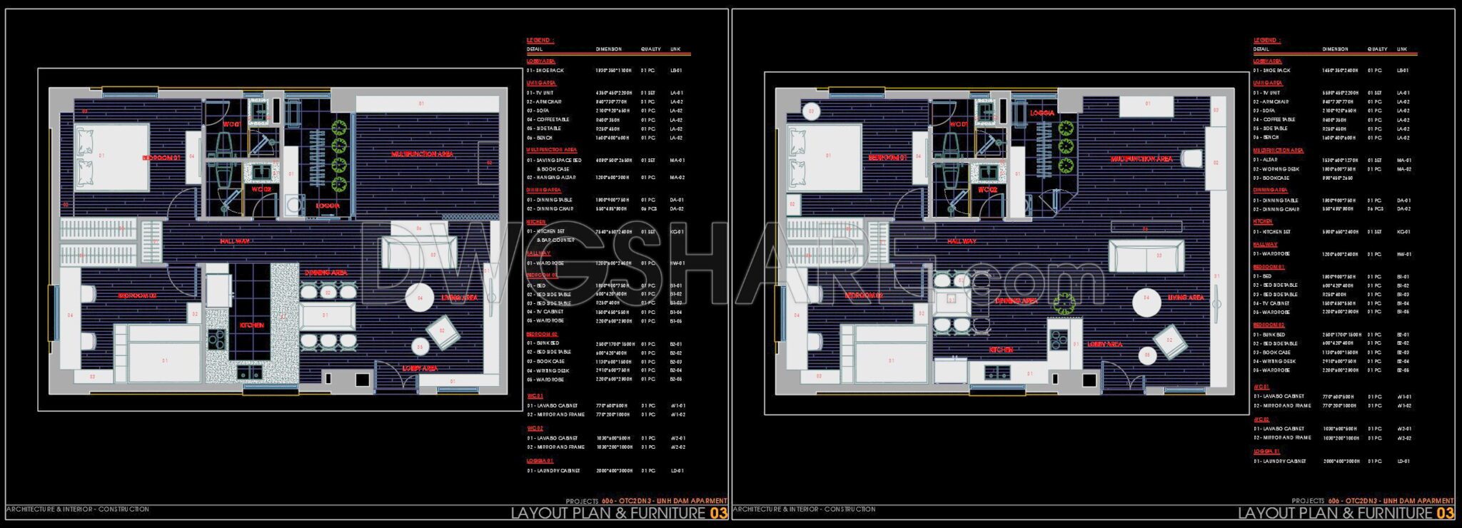 13. CAD design drawings for the construction of a 113 m2 apartment