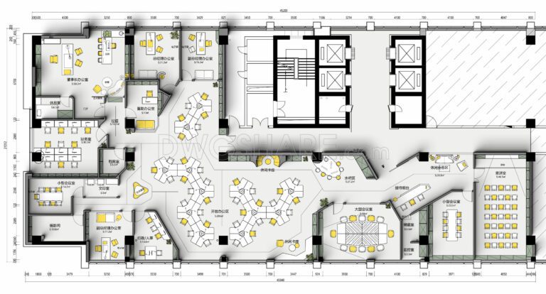 15. CAD Floor Plan of Office Layout for a 638m2 Company