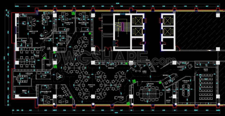 15. CAD Floor Plan of Office Layout for a 638m2 Company