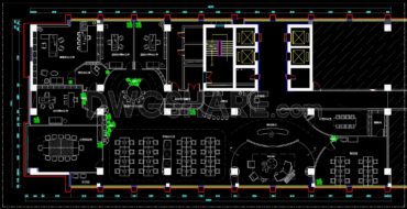 16. CAD Floor Plan of Office Layout for a 696m2 Company