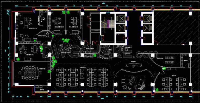 16. CAD Floor Plan of Office Layout for a 696m2 Company