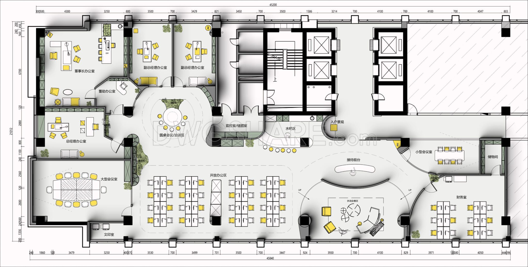 16. CAD Floor Plan of Office Layout for a 696m2 Company