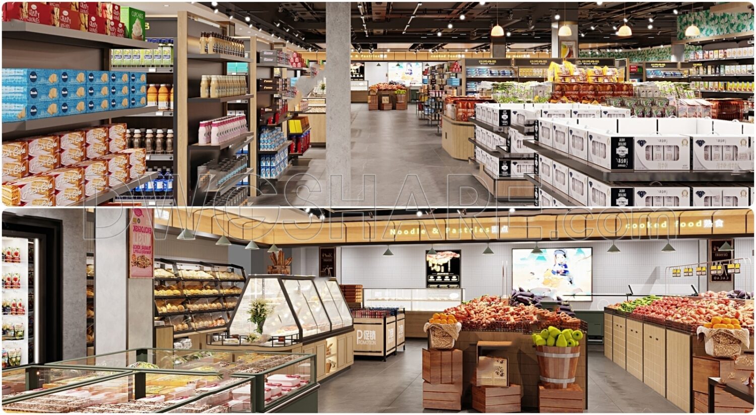 16. Download CAD design and construction drawings for a mini supermarket