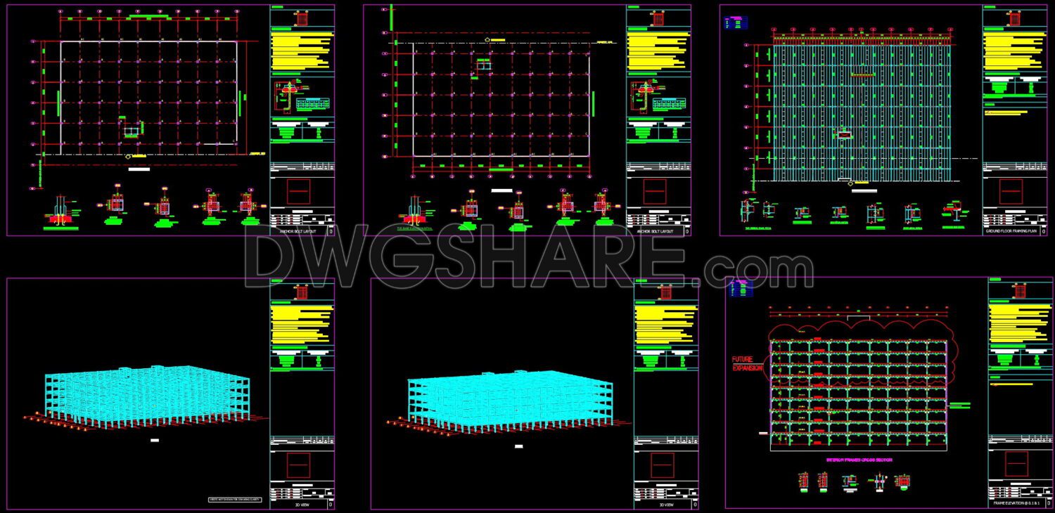 180. CAD drawing Of Steel Building Free download