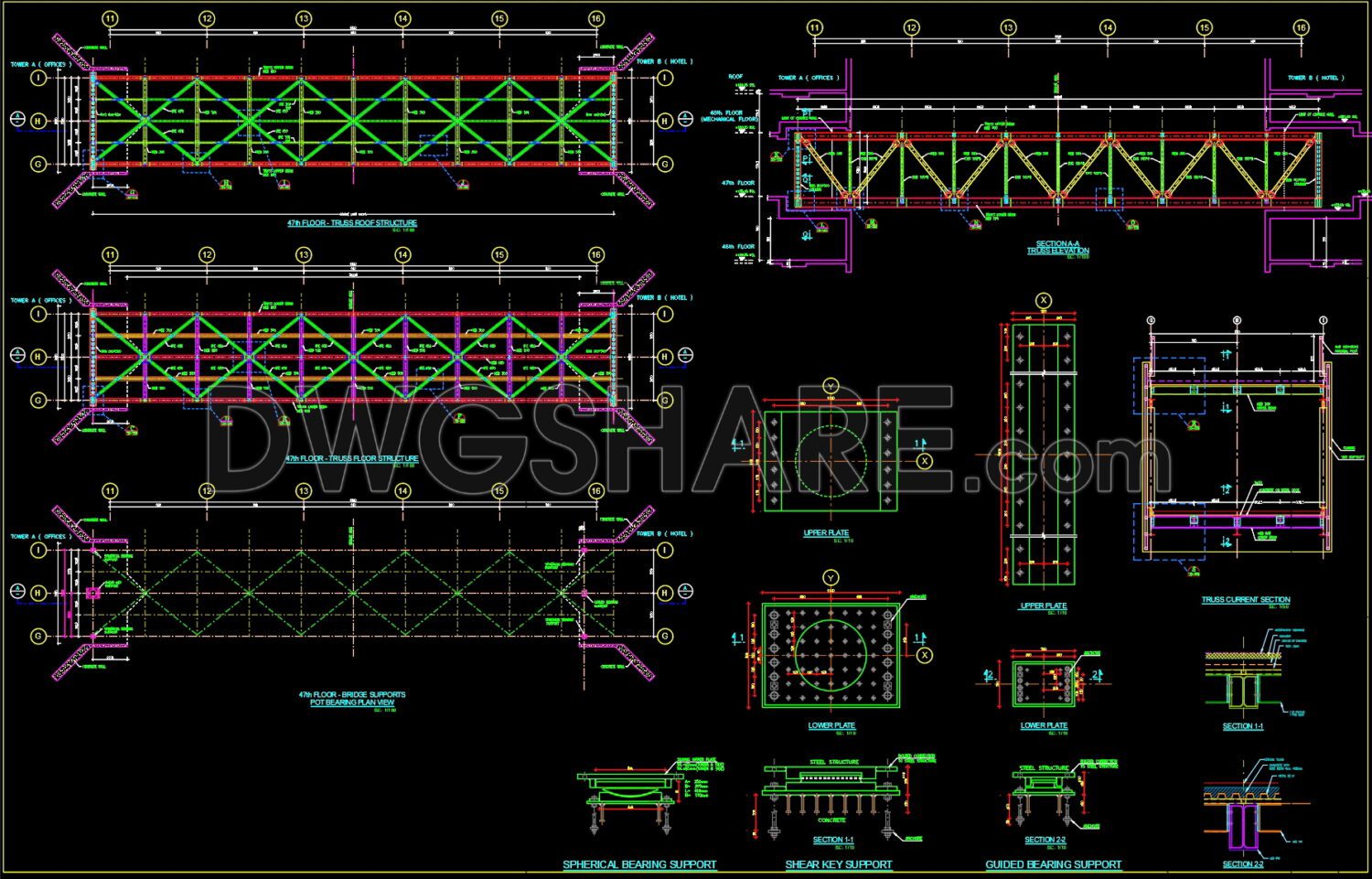 185. CAD drawing Of Steel Bridge details Free download