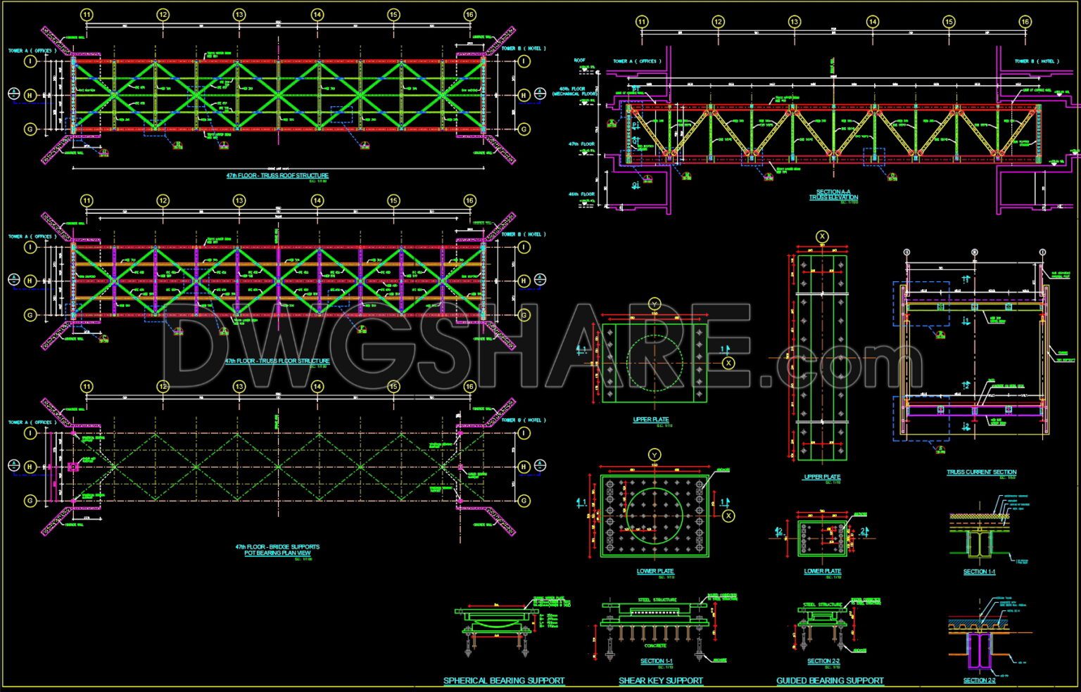 185. CAD drawing Of Steel Bridge details Free download
