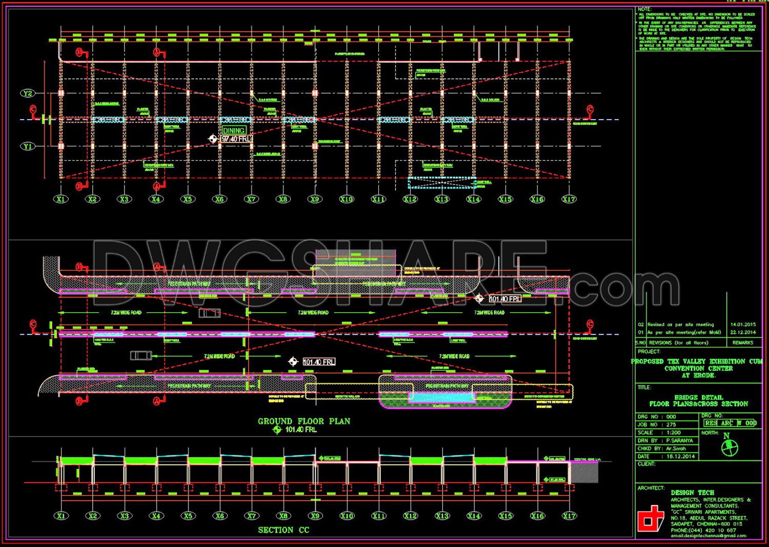 187. CAD drawing Of Bridge Floor Plan and cross section Detail Free ...