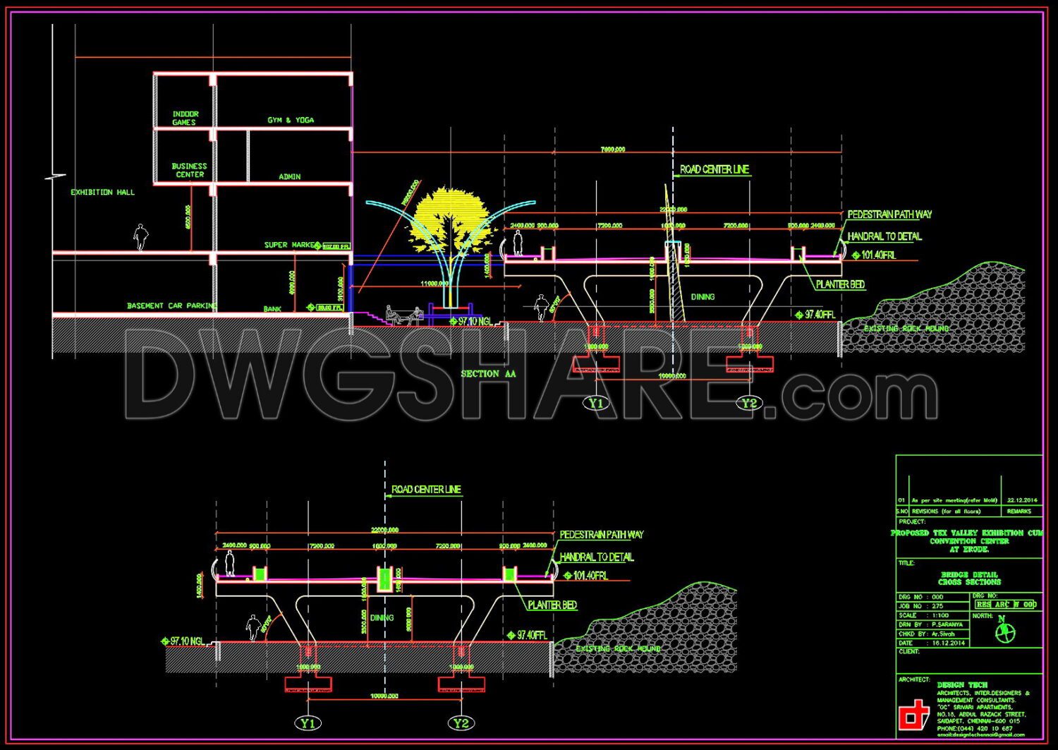 187. CAD drawing Of Bridge Floor Plan and cross section Detail Free ...