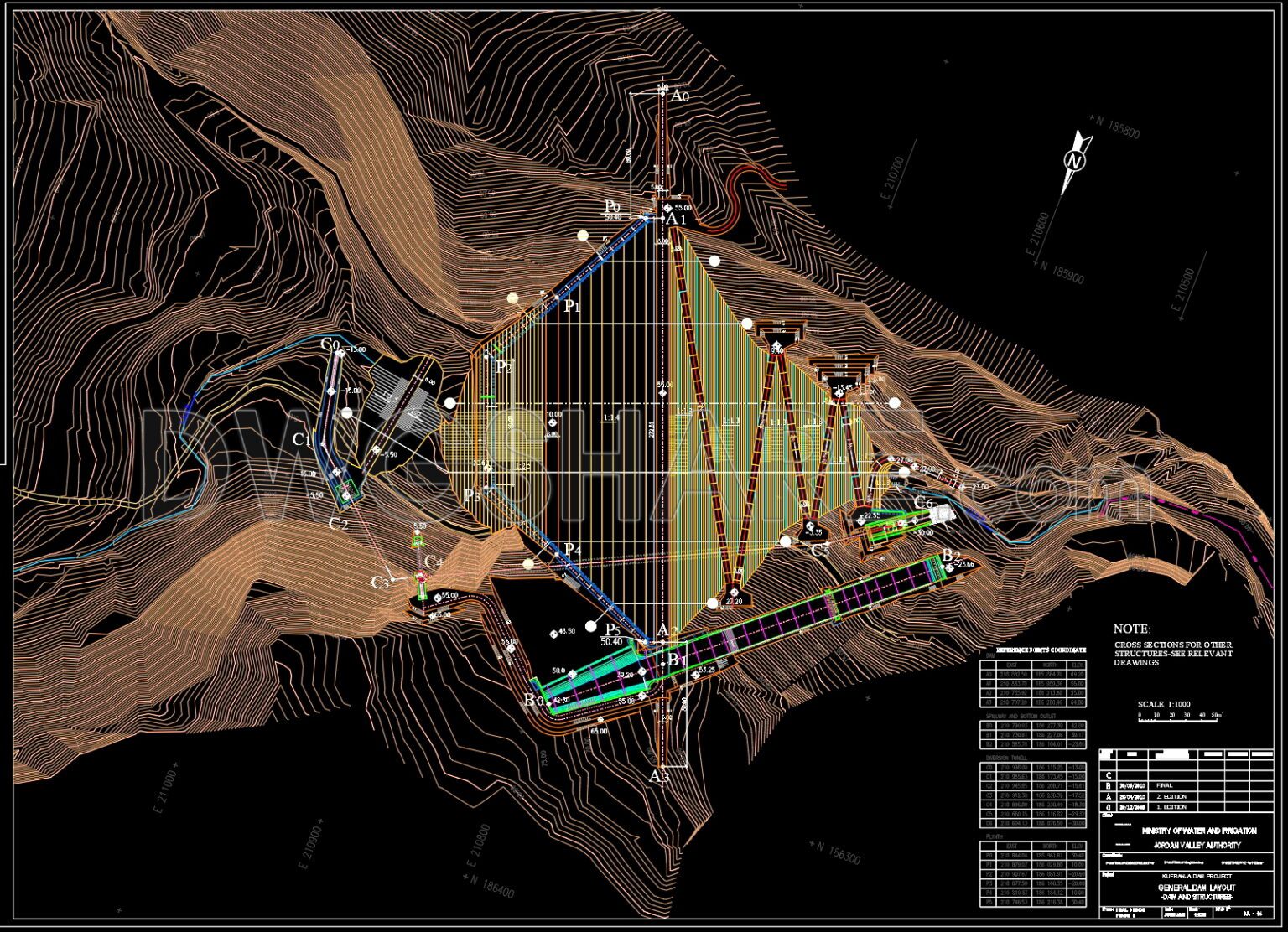 188. CAD drawing Of General Layout - Dam and Structures Free download