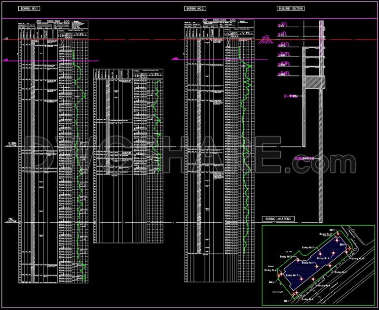 194. CAD drawing Of Boring Log Template Free download