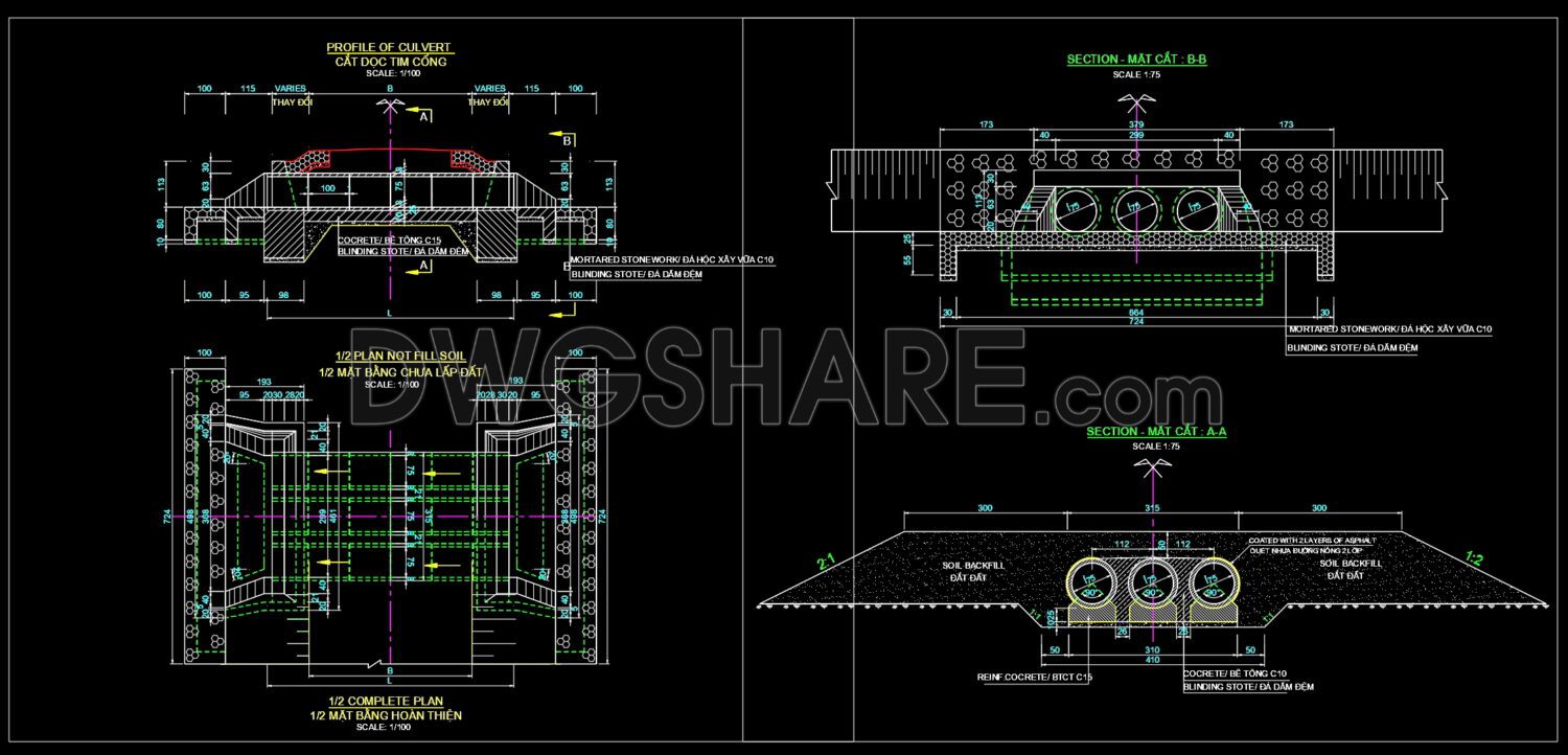 197. CAD drawing Of Wingwall of Culvert Free download