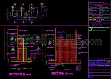 199. CAD drawing Of Retaining Wall Layout and details Free download