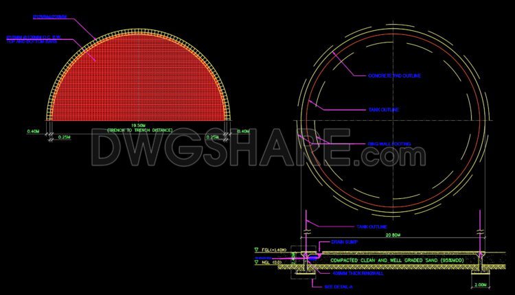 203. CAD drawing Of Concrete Tank Foundation Free download - Free Cad ...