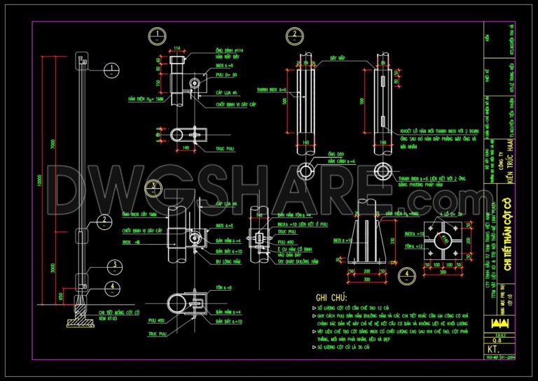 205. CAD drawing Of Flagpole structure Free download