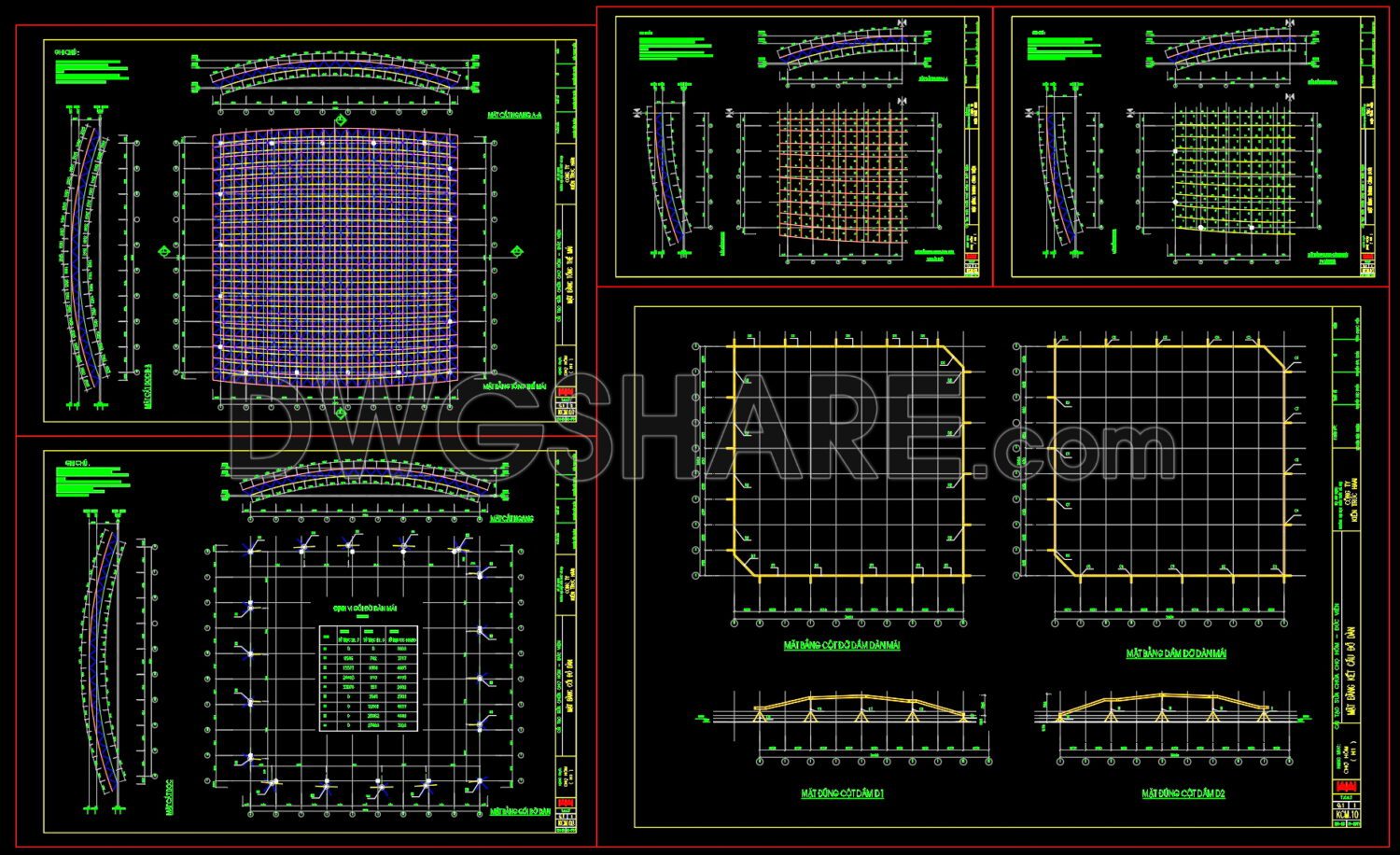 206. CAD drawing Of Structural Drawing of a Market Dome Roof Free download