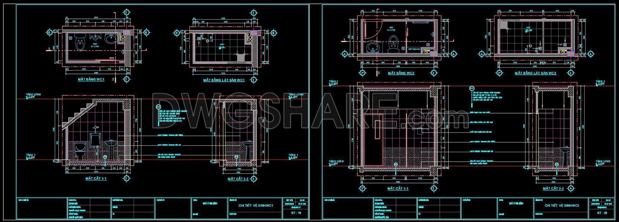 212. WC Layout Plan and elevations details CAD drawings download