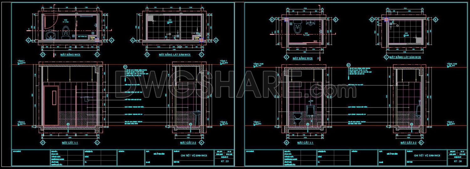 212. WC Layout Plan and elevations details CAD drawings download