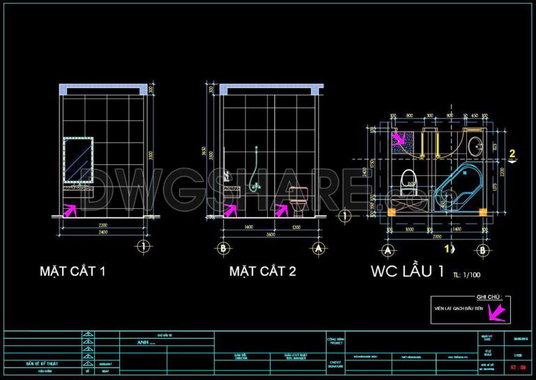 214. WC Layout Plan and elevations details CAD drawings download