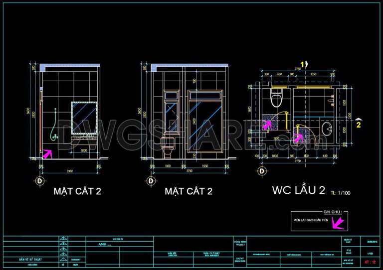 214. WC Layout Plan and elevations details CAD drawings download