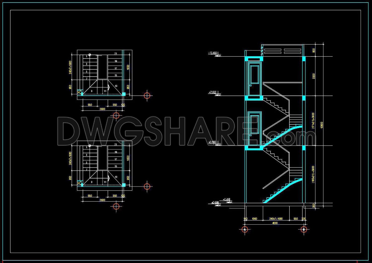 215. Download detailed CAD drawings of townhouse stairs