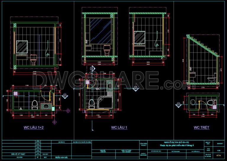 215. WC Layout Plan and elevations details CAD drawings download
