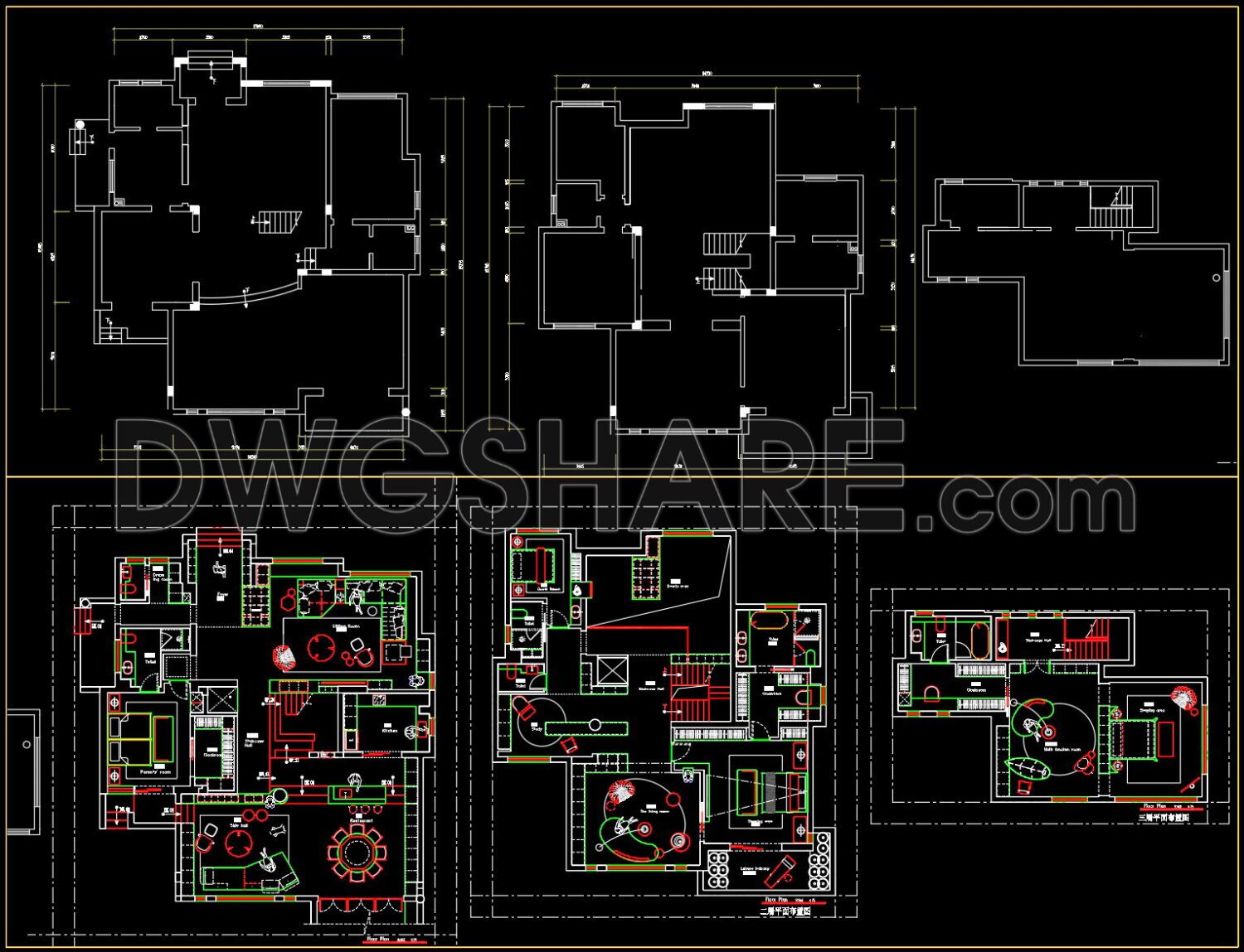 216. Functional layout plans of apartments ranging from 300m2 to 450m2