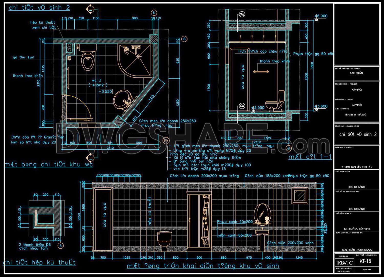 216. WC Layout Plan and elevations details CAD drawings download