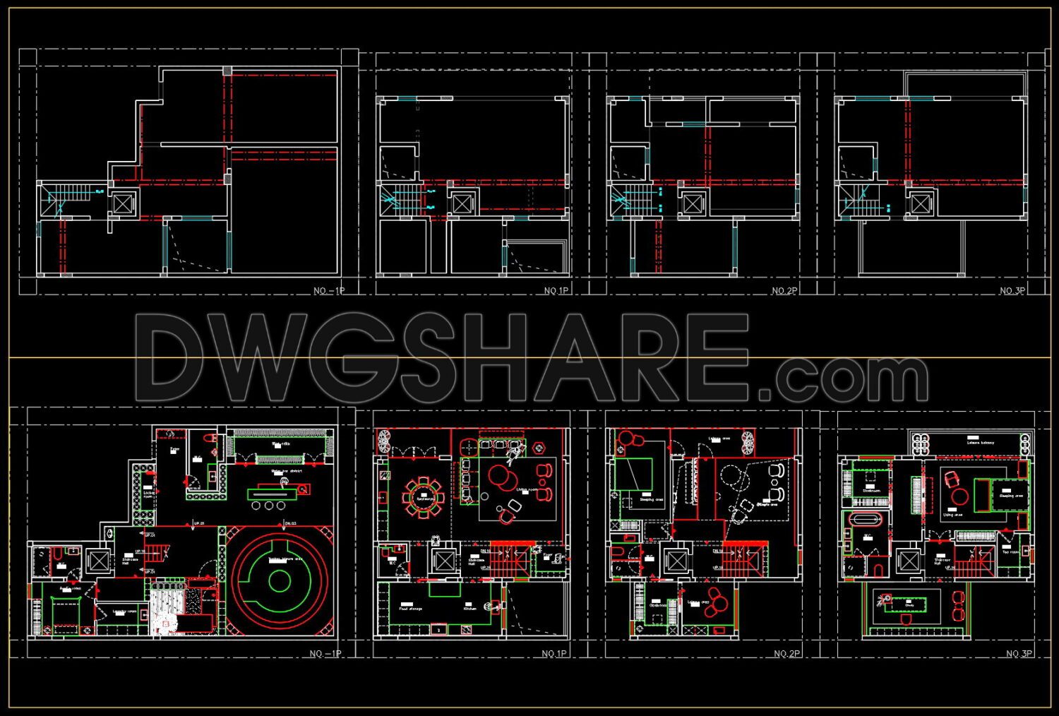 217. Functional layout plans of apartments ranging 450m2