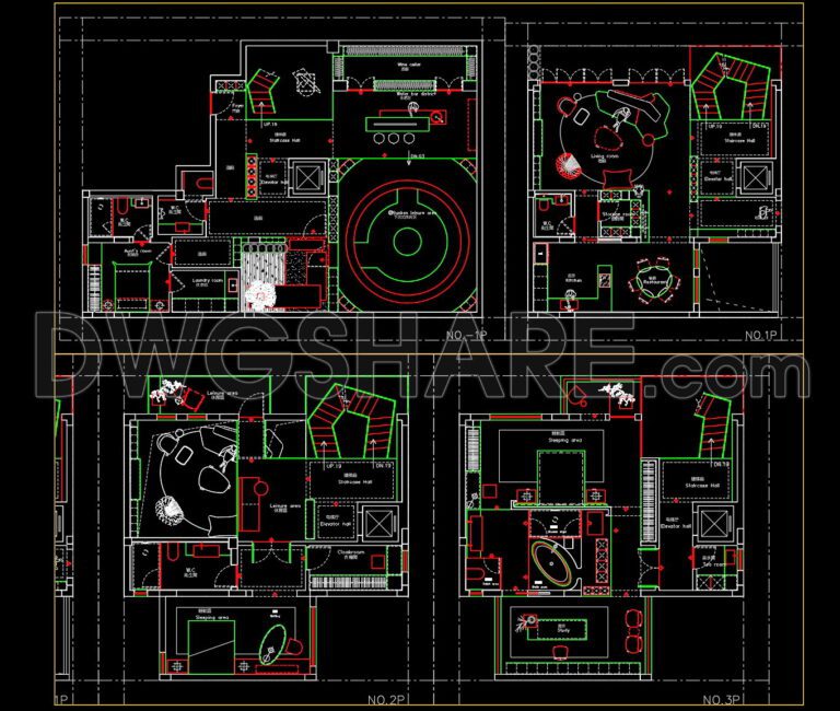 217. Functional layout plans of apartments ranging 450m2