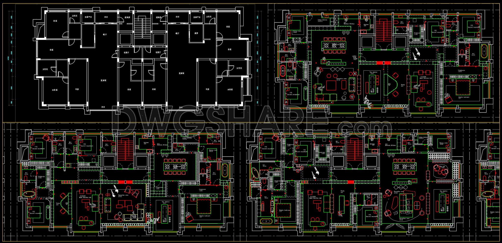 218. Functional layout plans of apartments ranging 461m2