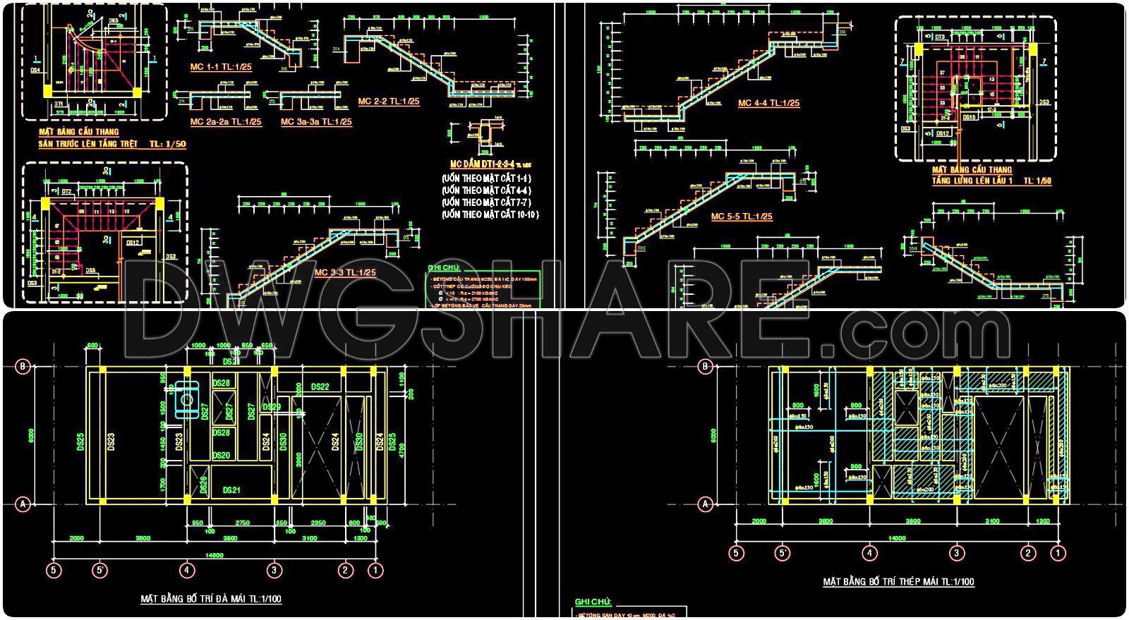 223. Structural Drawings Of 3-Story House A Complete Project 6m x 14m ...