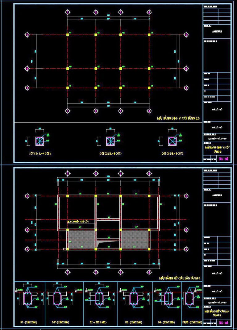 248. Structural Drawings Of 3-Story House A Complete Project 6m x 10.6m ...