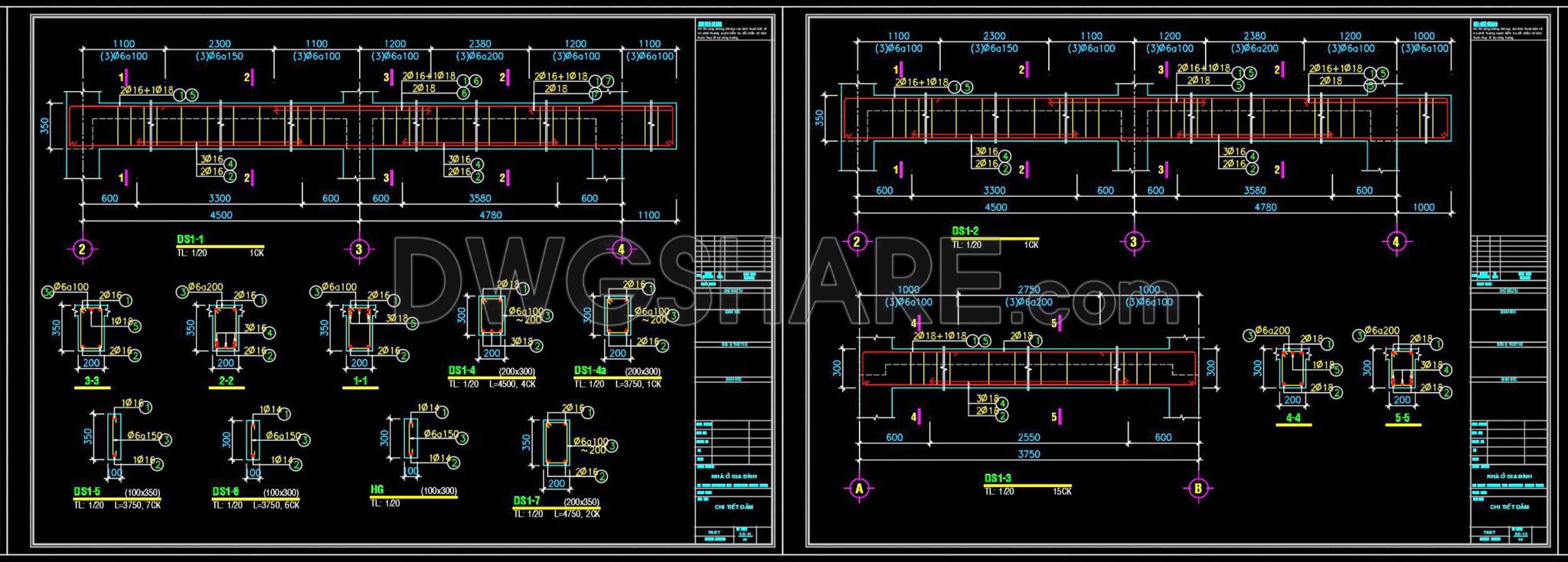 256. Structural Drawings Of 3-Story House A Complete Project 3.7m x 15m ...