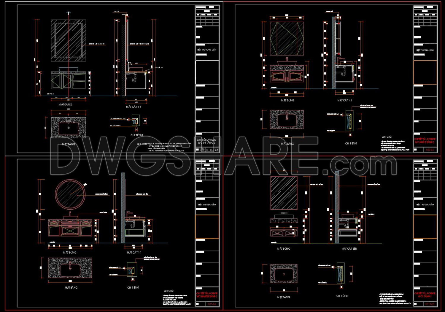 296. CAD drawings of the technical details of residential bathroom ...