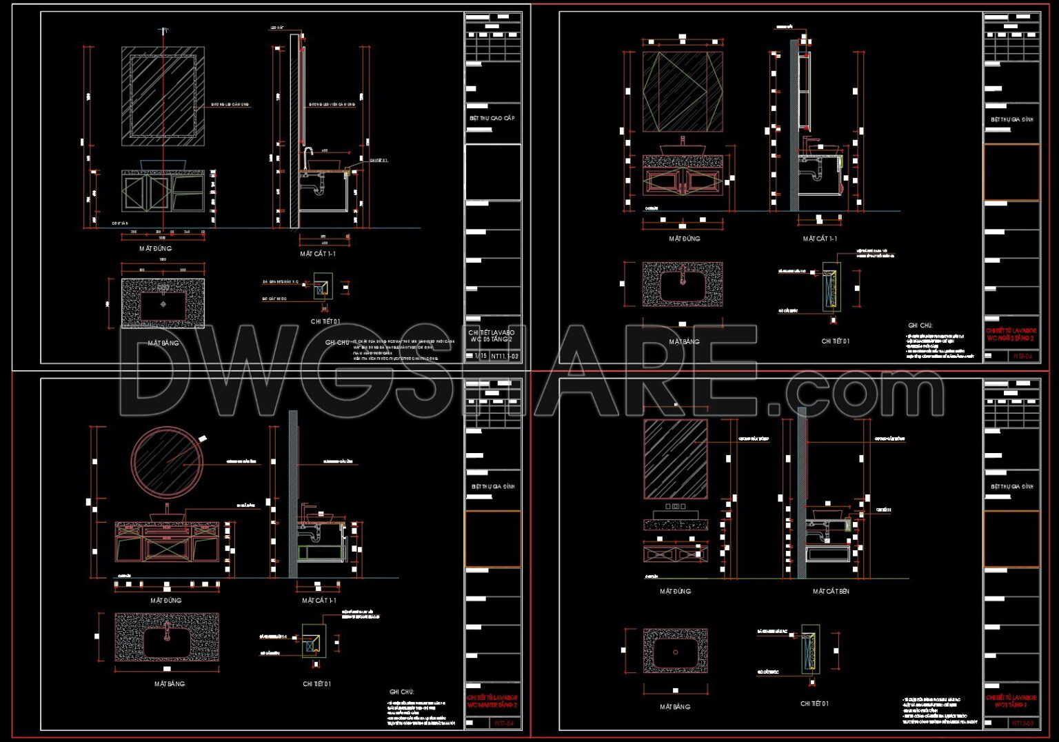 296. CAD drawings of the technical details of residential bathroom ...